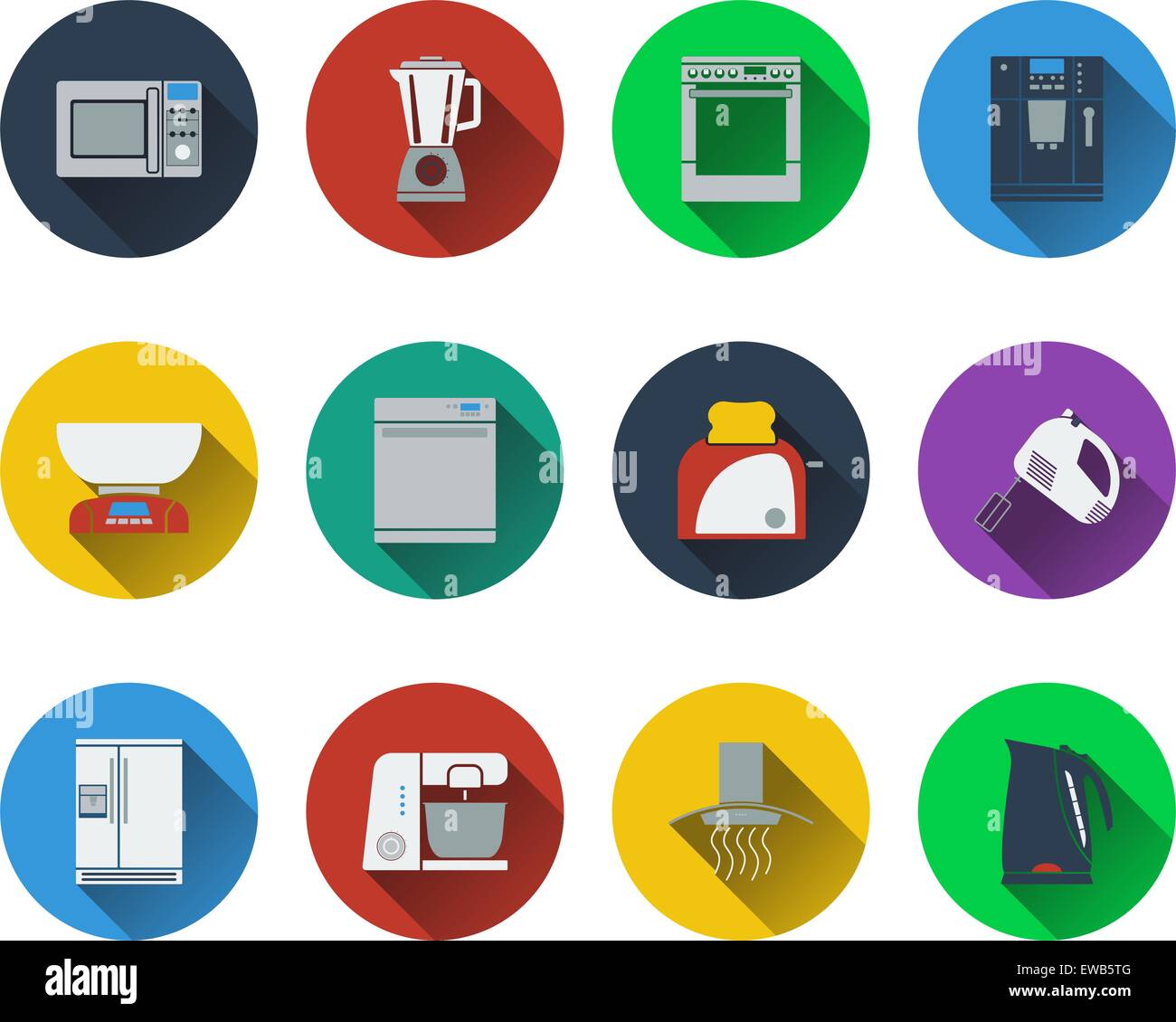 Set of kitchen equipment icons in flat design. EPS 10 vector ...