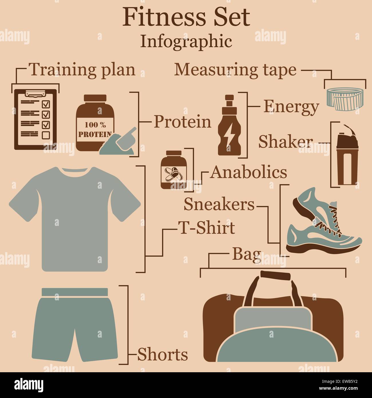 Fitness set infographics. EPS 10 vector illustration without ...