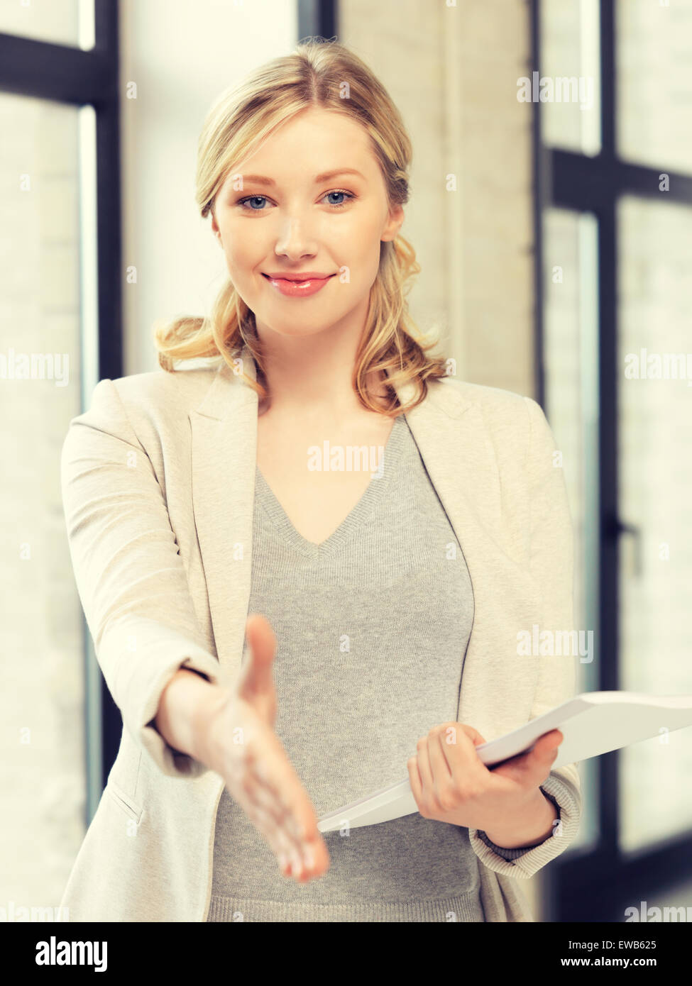 woman with an open hand ready for handshake Stock Photo - Alamy