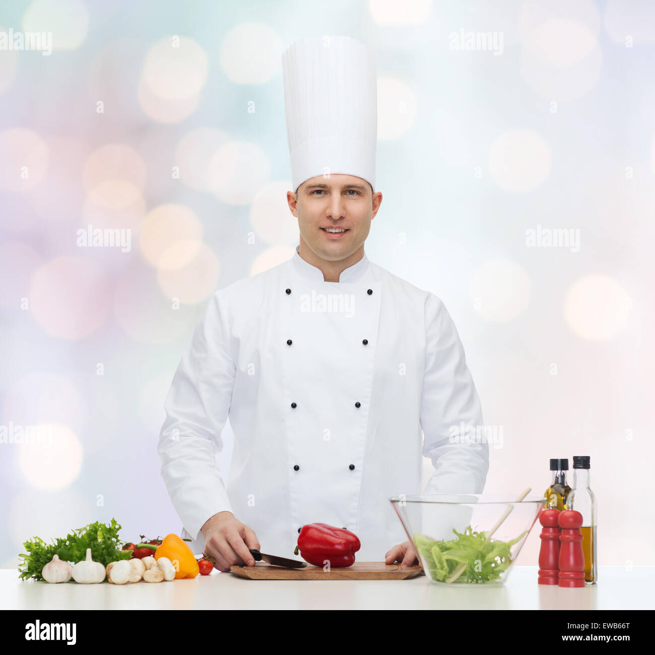 happy male chef cook cooking food Stock Photo - Alamy