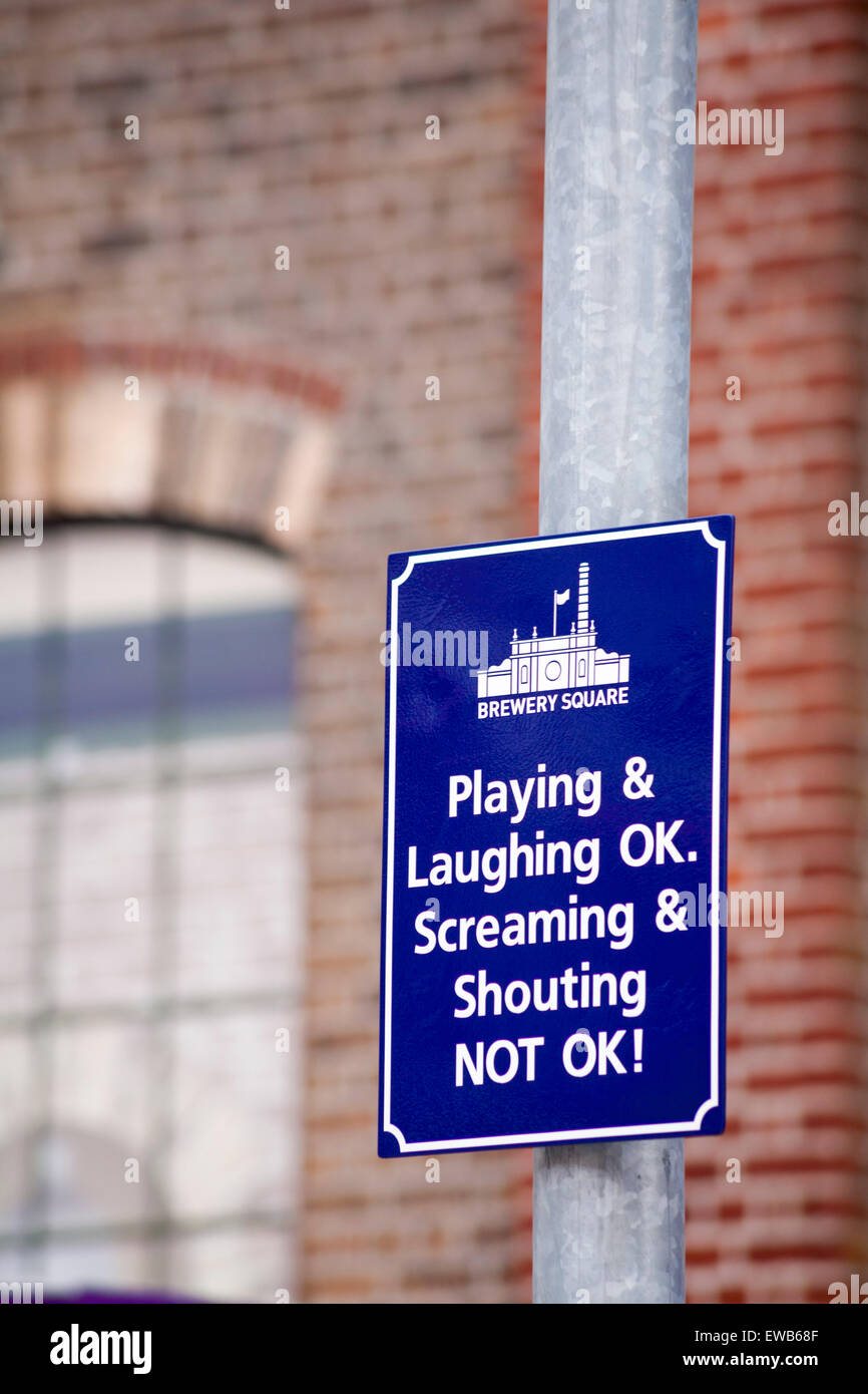 Playing & laughing ok Screaming & shouting not ok - sign at Brewery ...