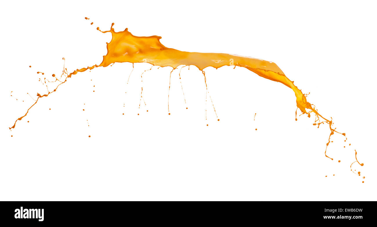 a perfect splash of orange paint isolated on white background Stock ...