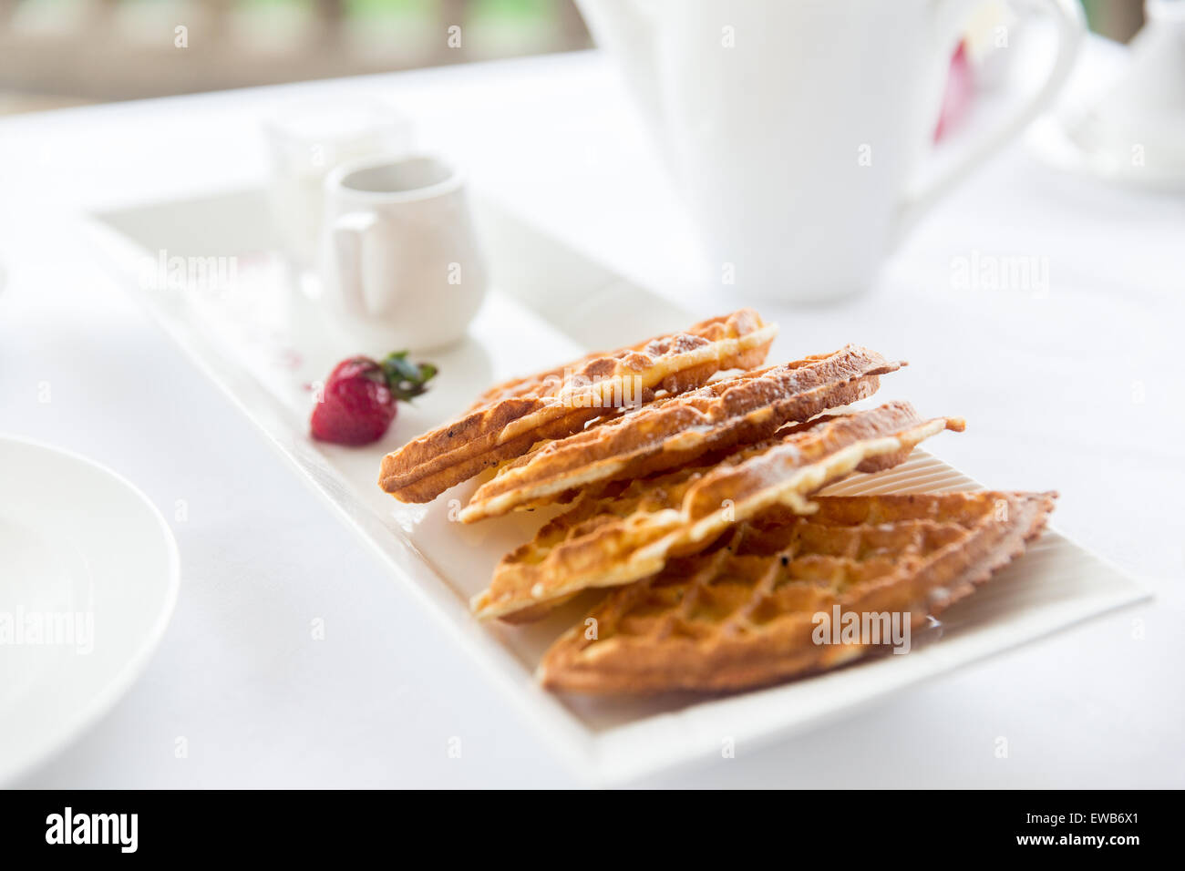 Waffles on plate hi-res stock photography and images - Alamy