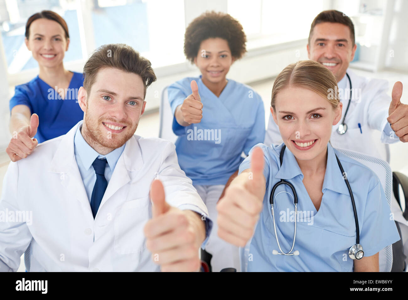Happy doctors interns showing hi-res stock photography and images - Alamy