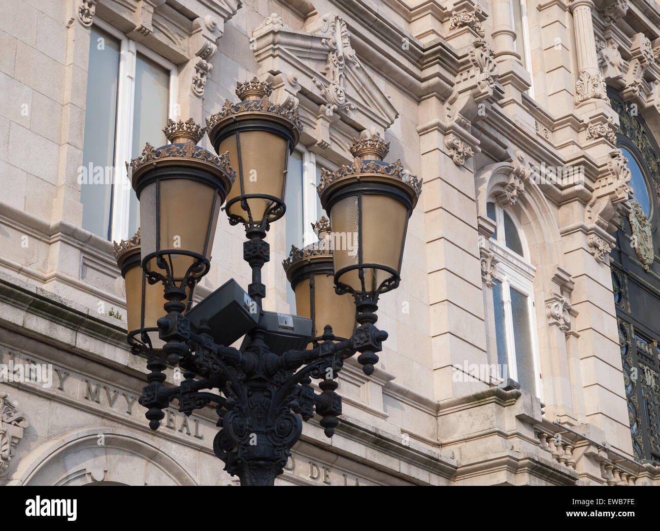Classic streetlight in La Coruna, Galicia, Spain Stock Photo - Alamy