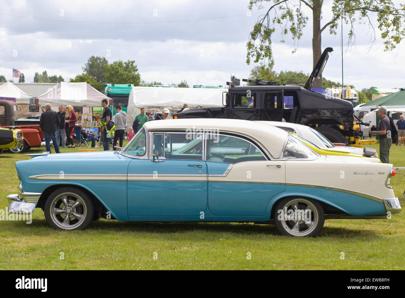 Chevrolet Bell Air American Classic Car with a hummer beside it Stock ...
