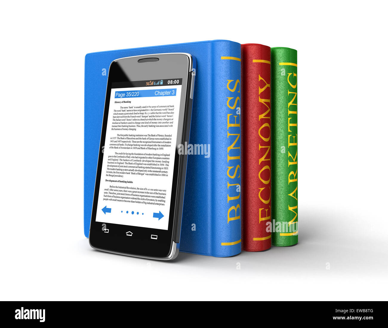 Touchscreen smartphone and Business Books (clipping path included Stock ...