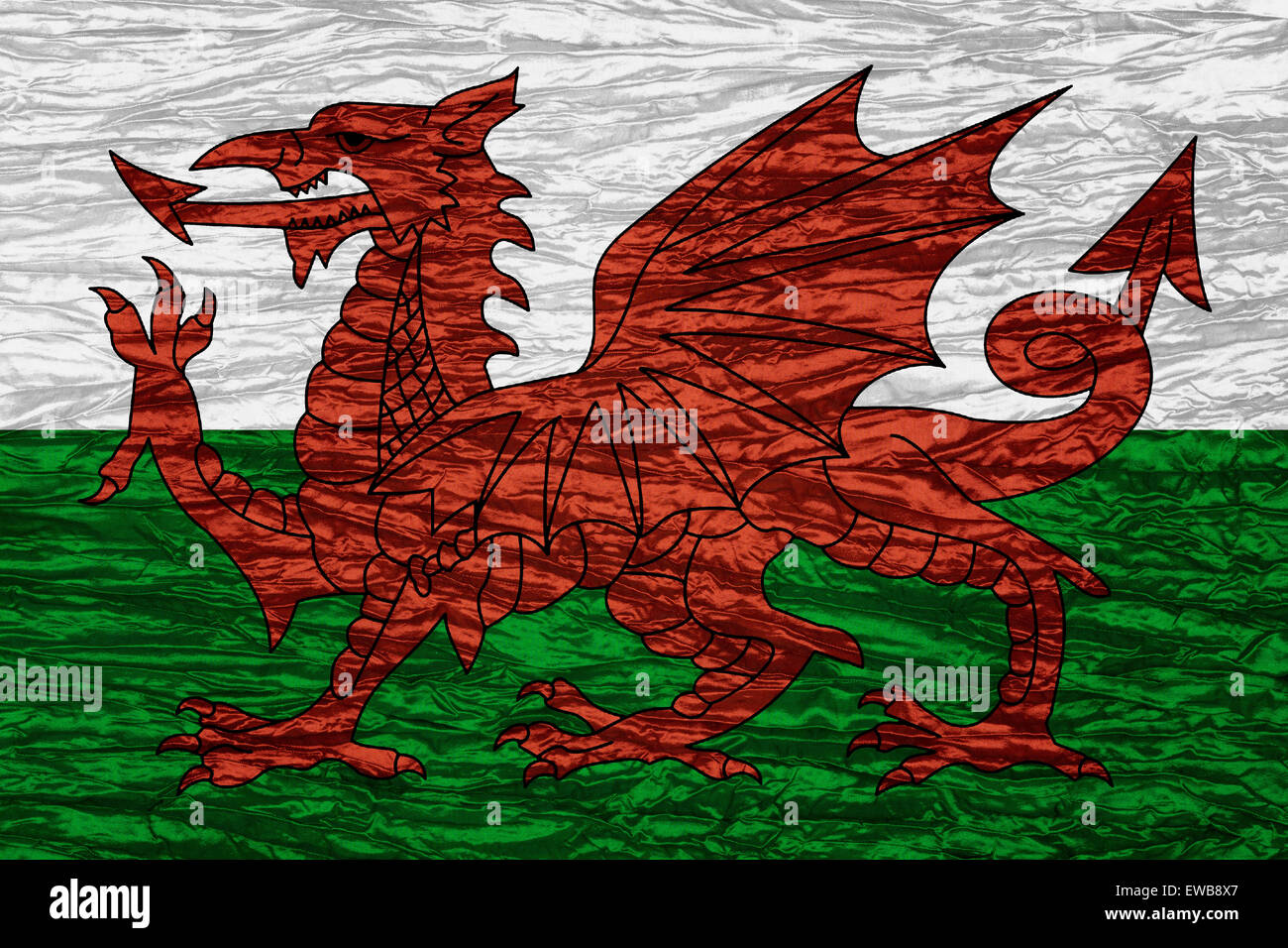 flag of Wales or Welsh banner on canvas texture Stock Photo - Alamy