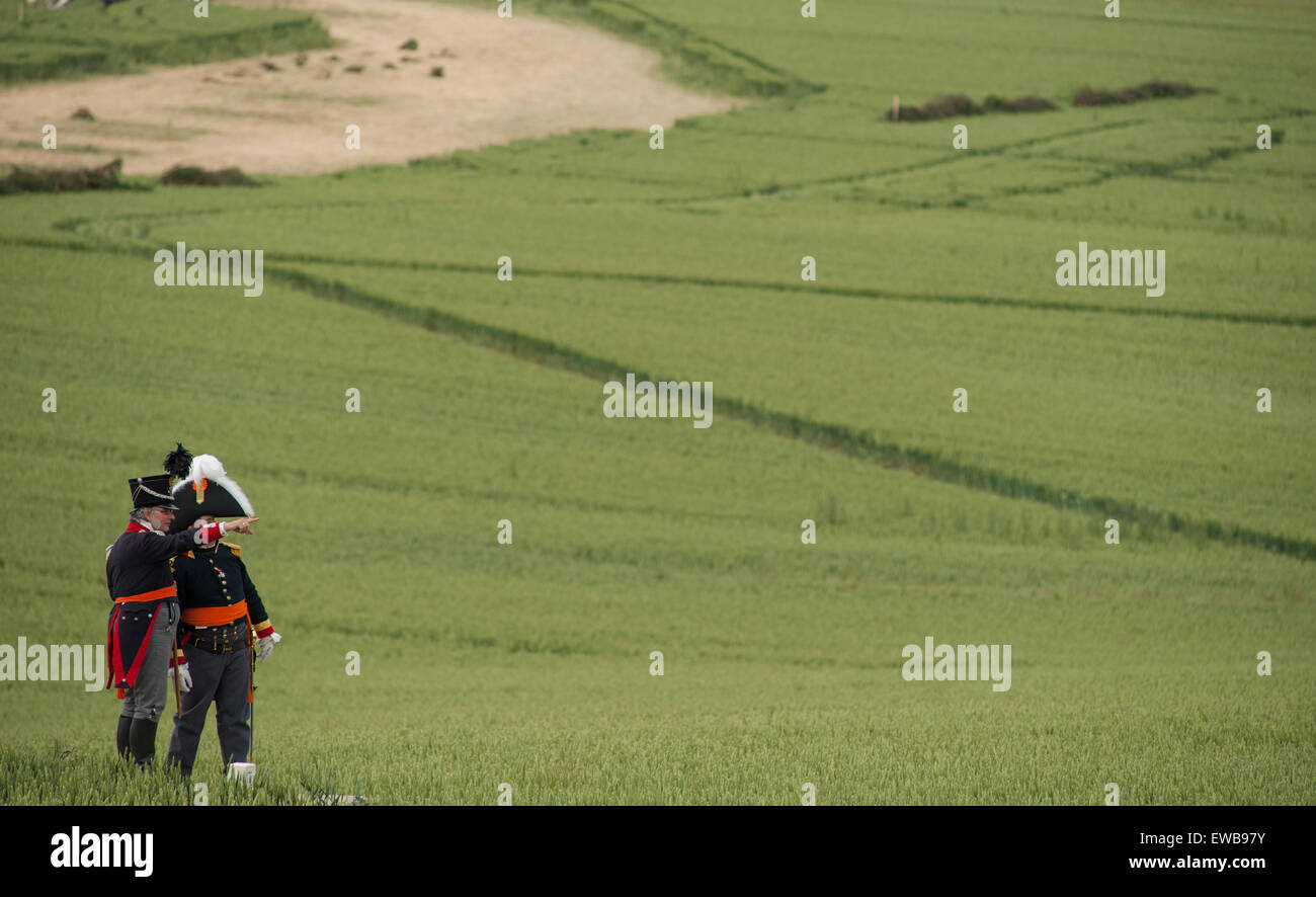 Reenactment site of the Battle of Waterloo on the original battlefield ...