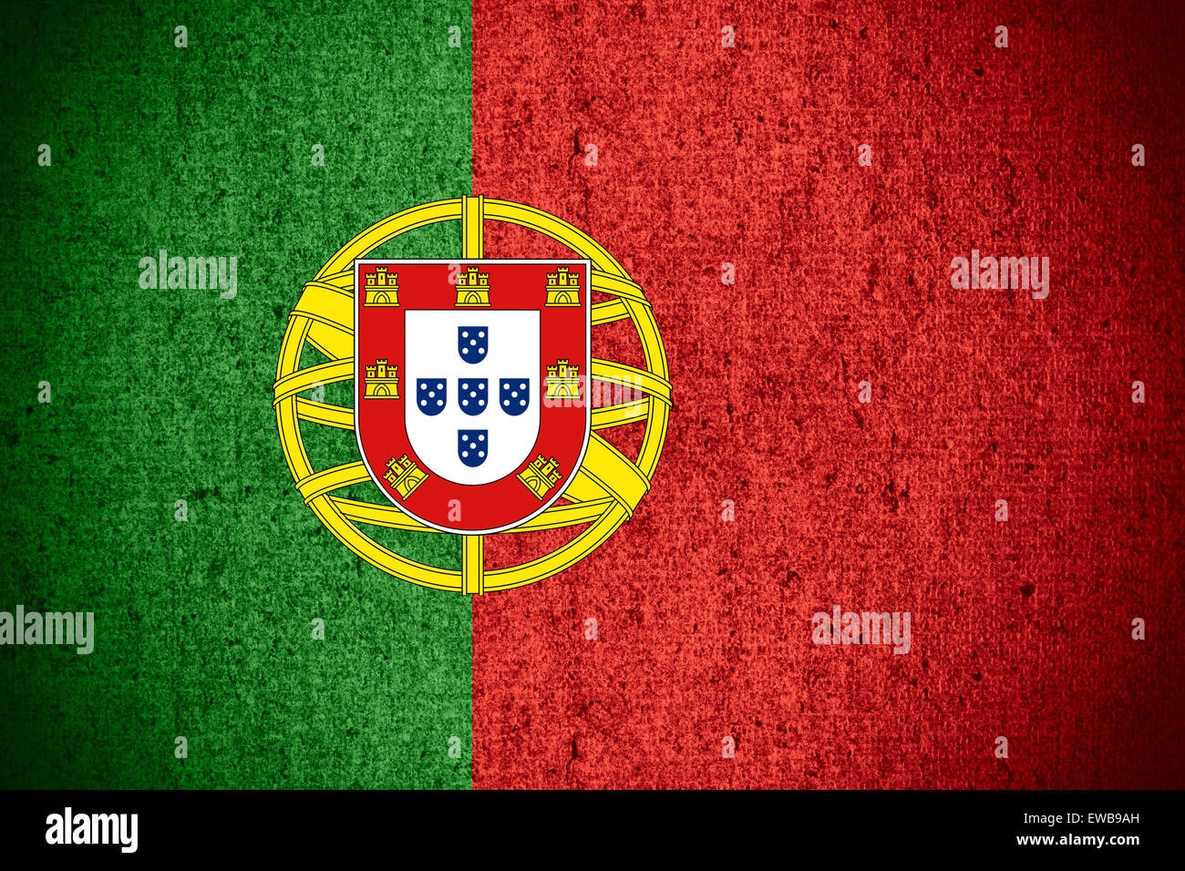 flag of Portugal or Portuguese banner on rough pattern texture Stock ...