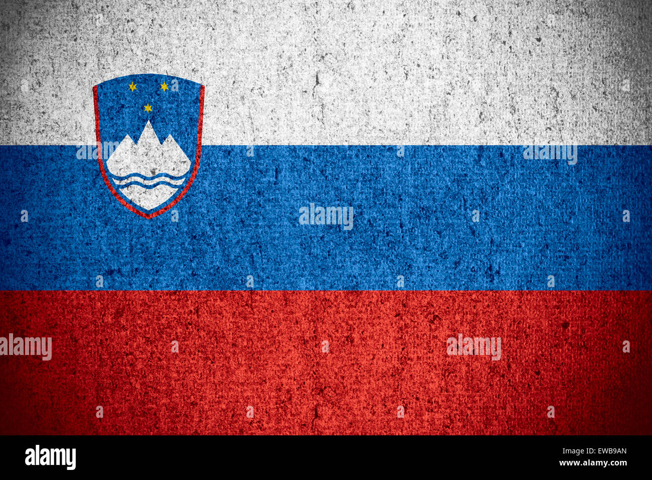 flag of Slovenia or Slovenian banner on rough pattern texture Stock ...