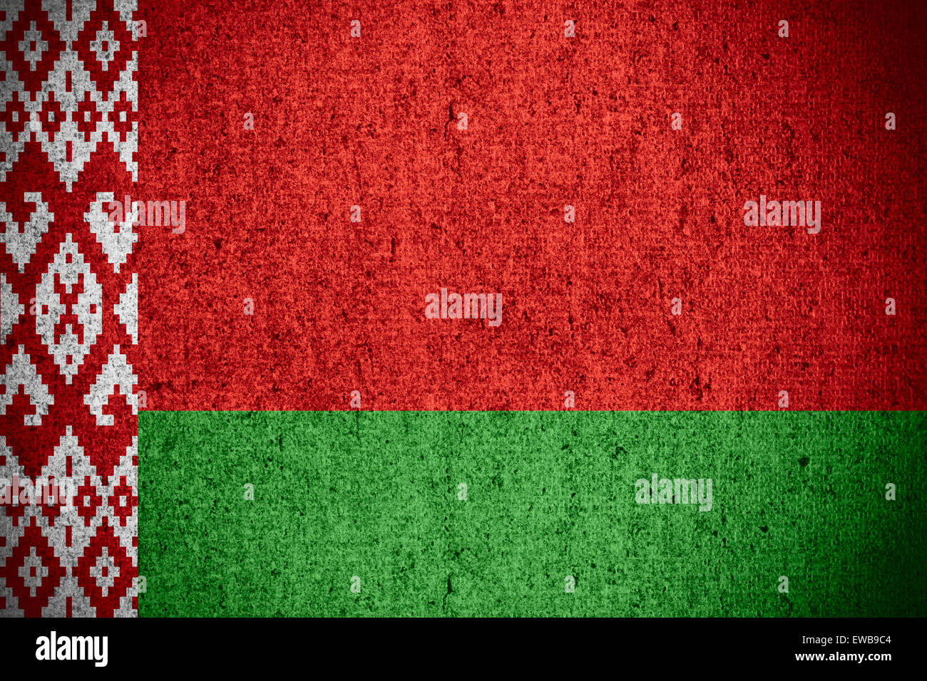 flag of Belarus or Belorussian banner on rough pattern texture ...