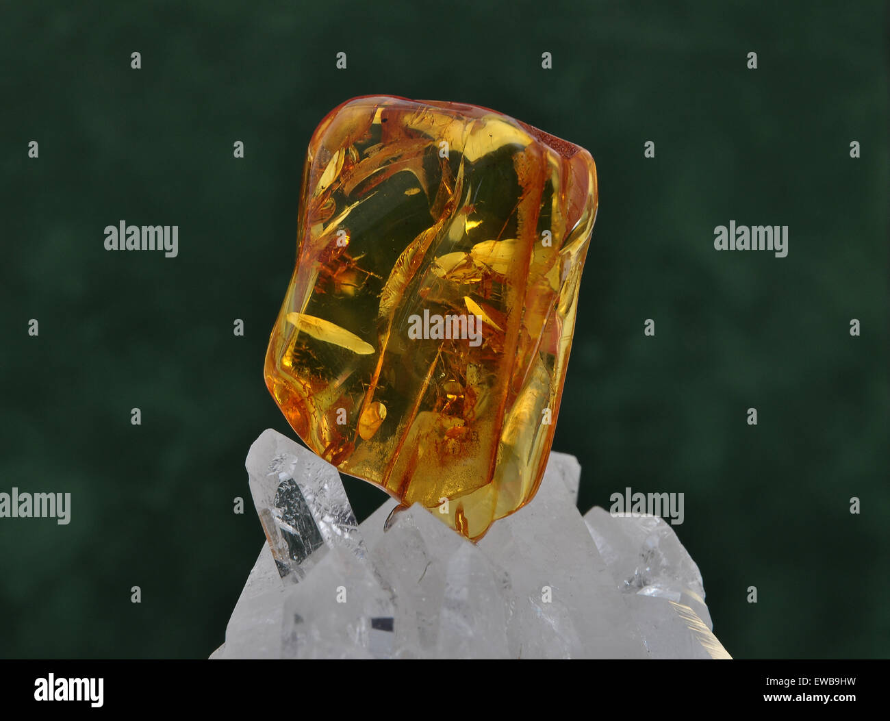 Amber on rock crystal Stock Photo - Alamy