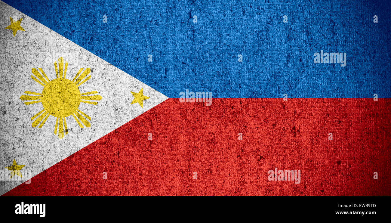 flag of the Philippines or Philippino banner on rough pattern texture ...