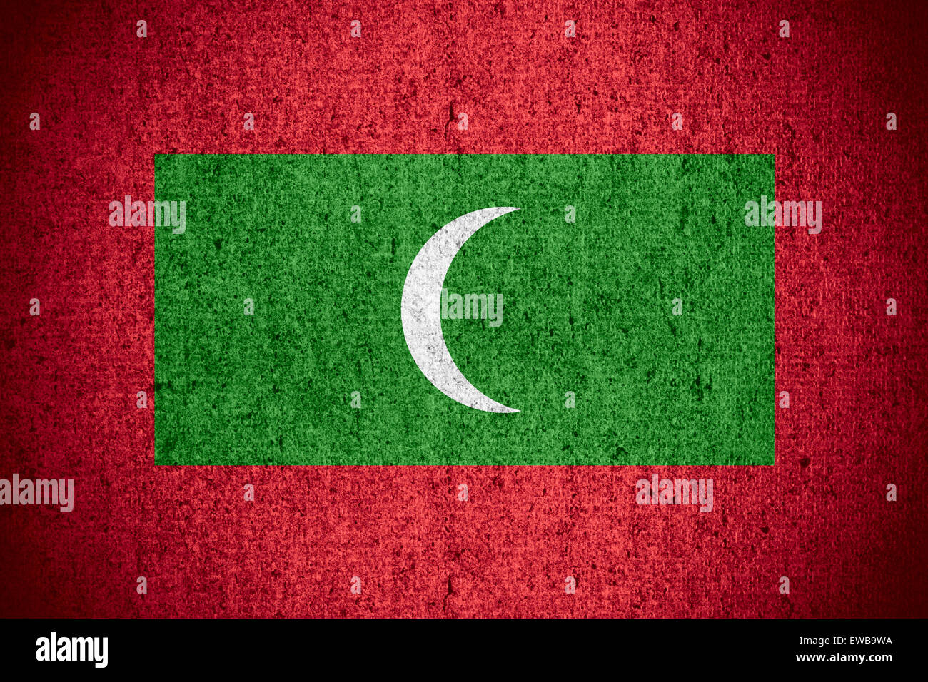 flag of the Maldives or Dhivehi banner on rough pattern texture Stock ...