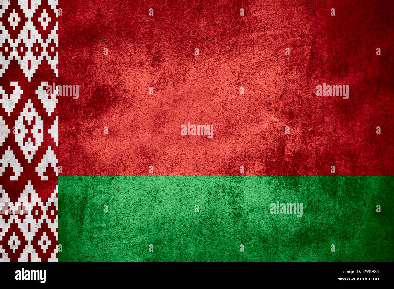 flag of Belarus or Belorussian banner on rough pattern texture ...
