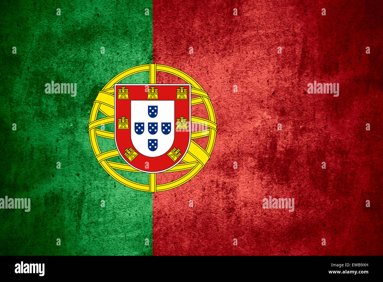 flag of Portugal or Portuguese banner on rough pattern texture ...