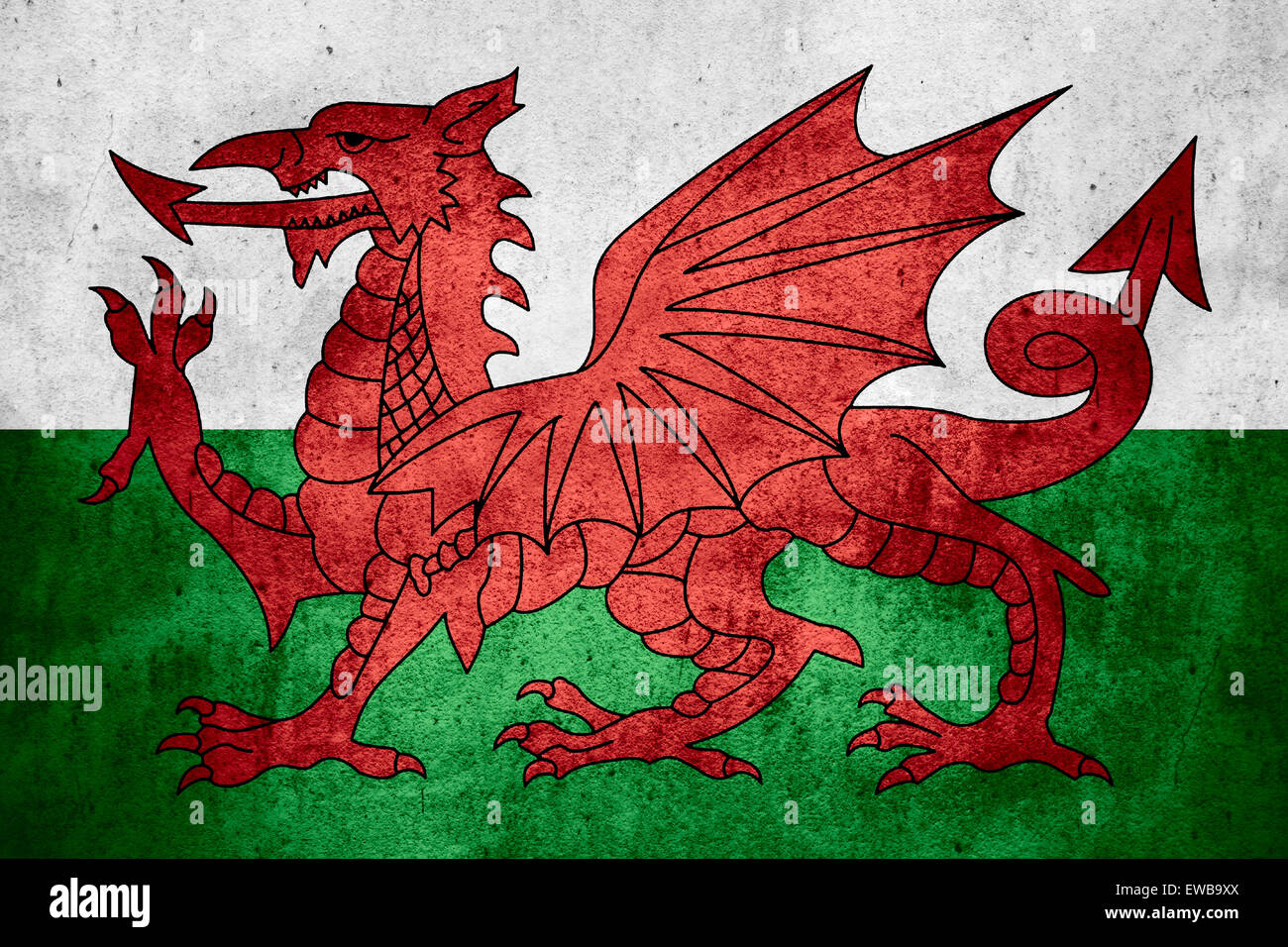 flag of Wales or Welsh banner on rough pattern texture background Stock ...