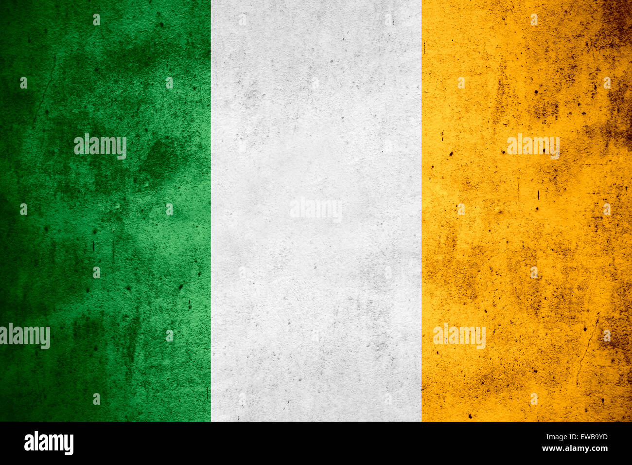 flag of Ireland or Irish banner on rough pattern texture background ...