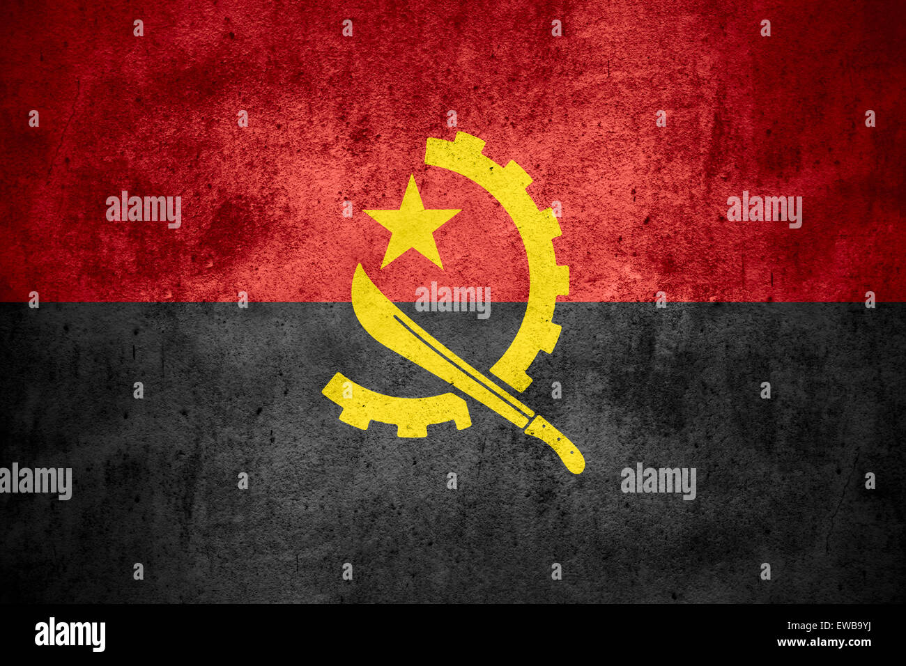 flag of Angola or Angolan banner on rough pattern texture background ...