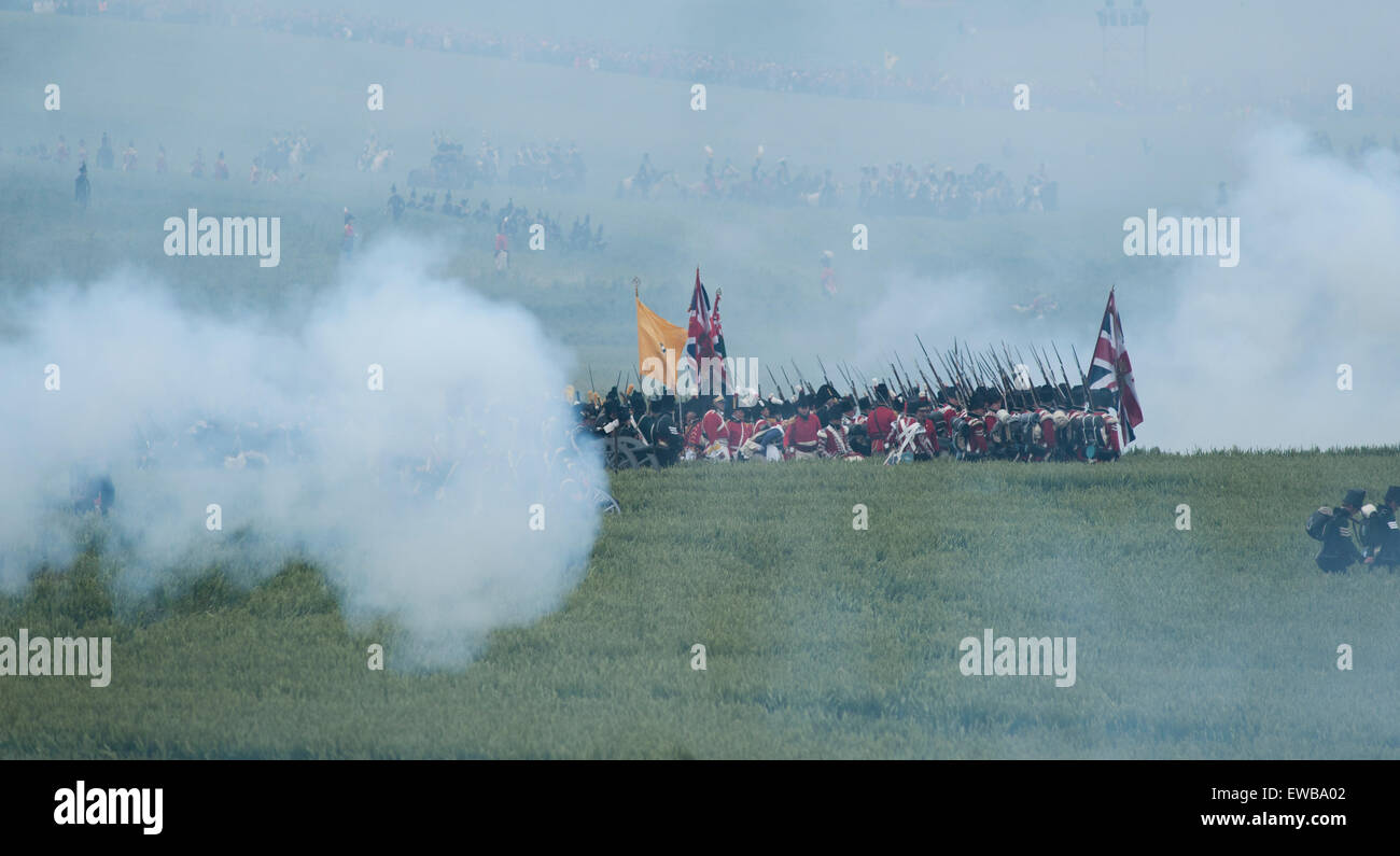Spectacular reenactment of the Battle of Waterloo on the original ...