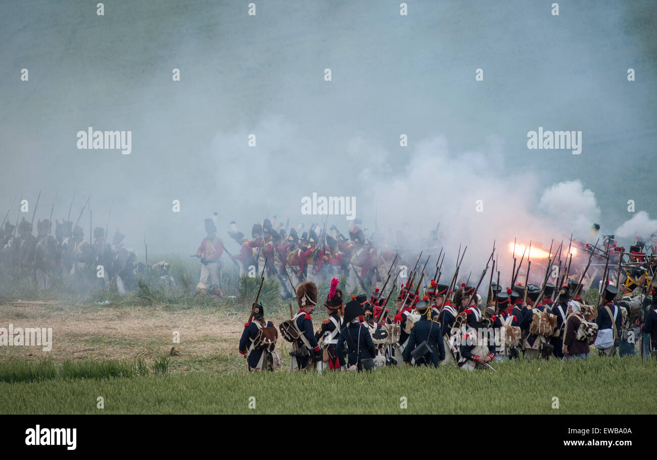 Spectacular reenactment of the Battle of Waterloo on the original ...