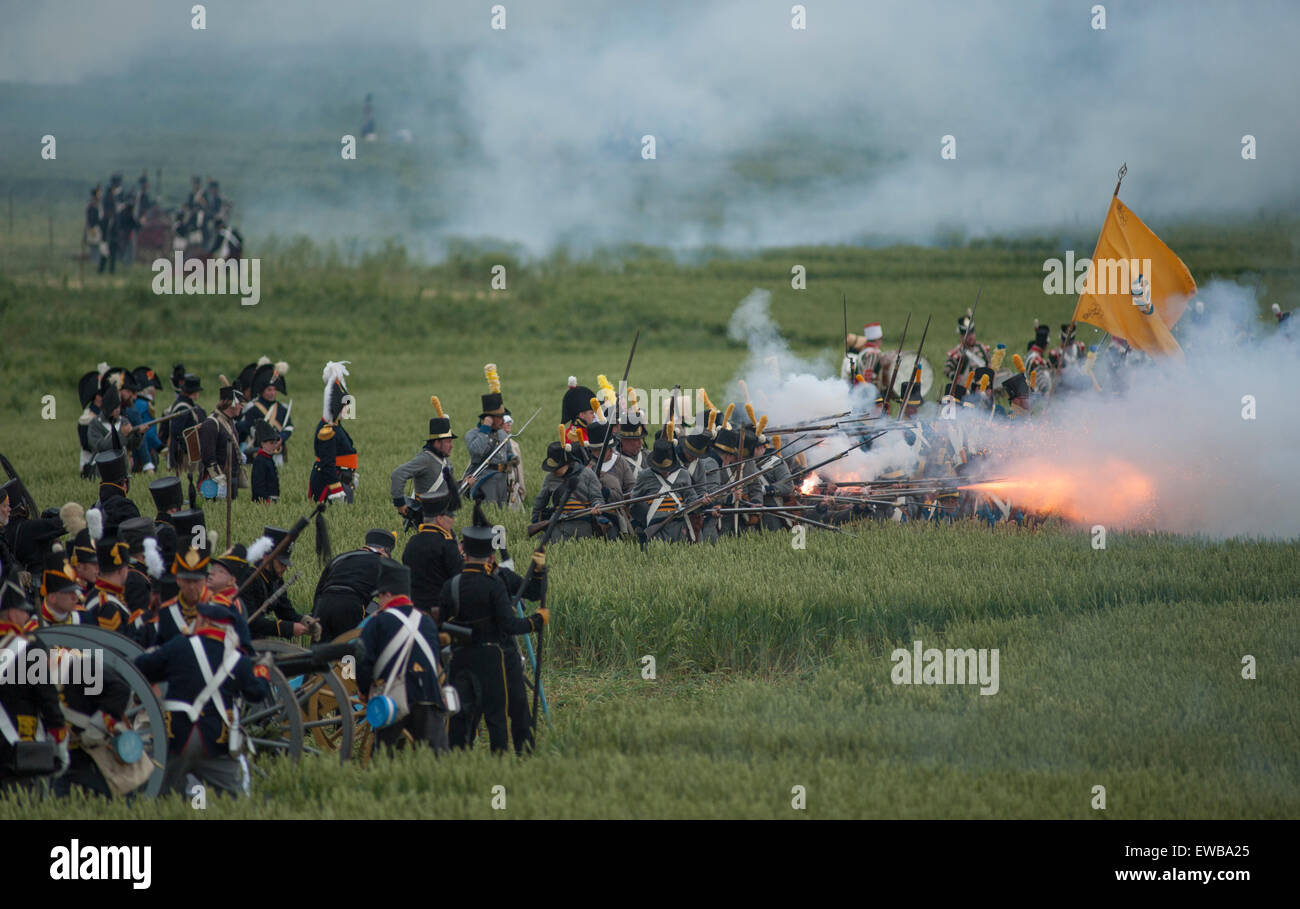 Spectacular reenactment of the Battle of Waterloo on the original ...