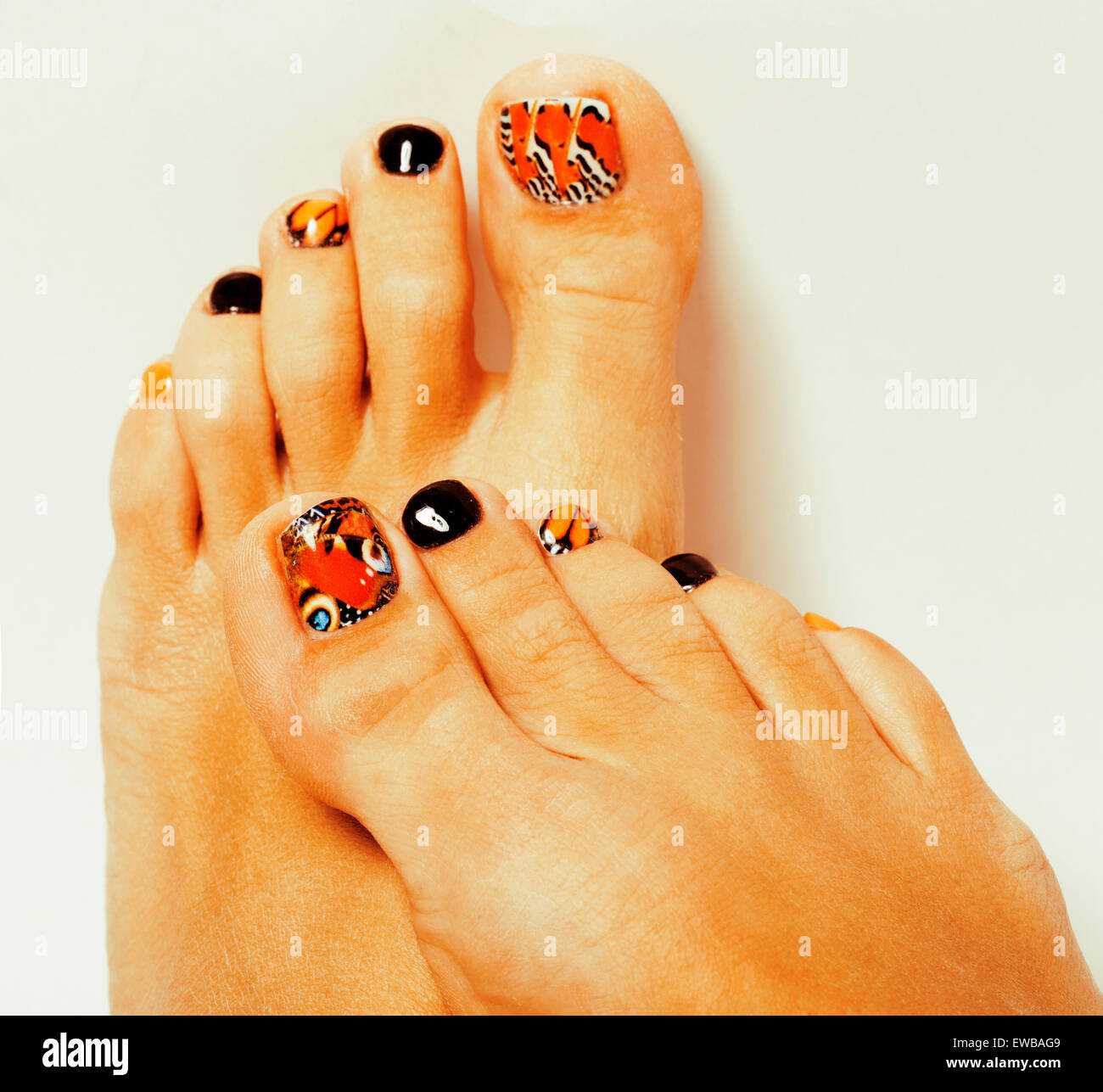pedicure like butterfly design on white background close up Stock Photo ...