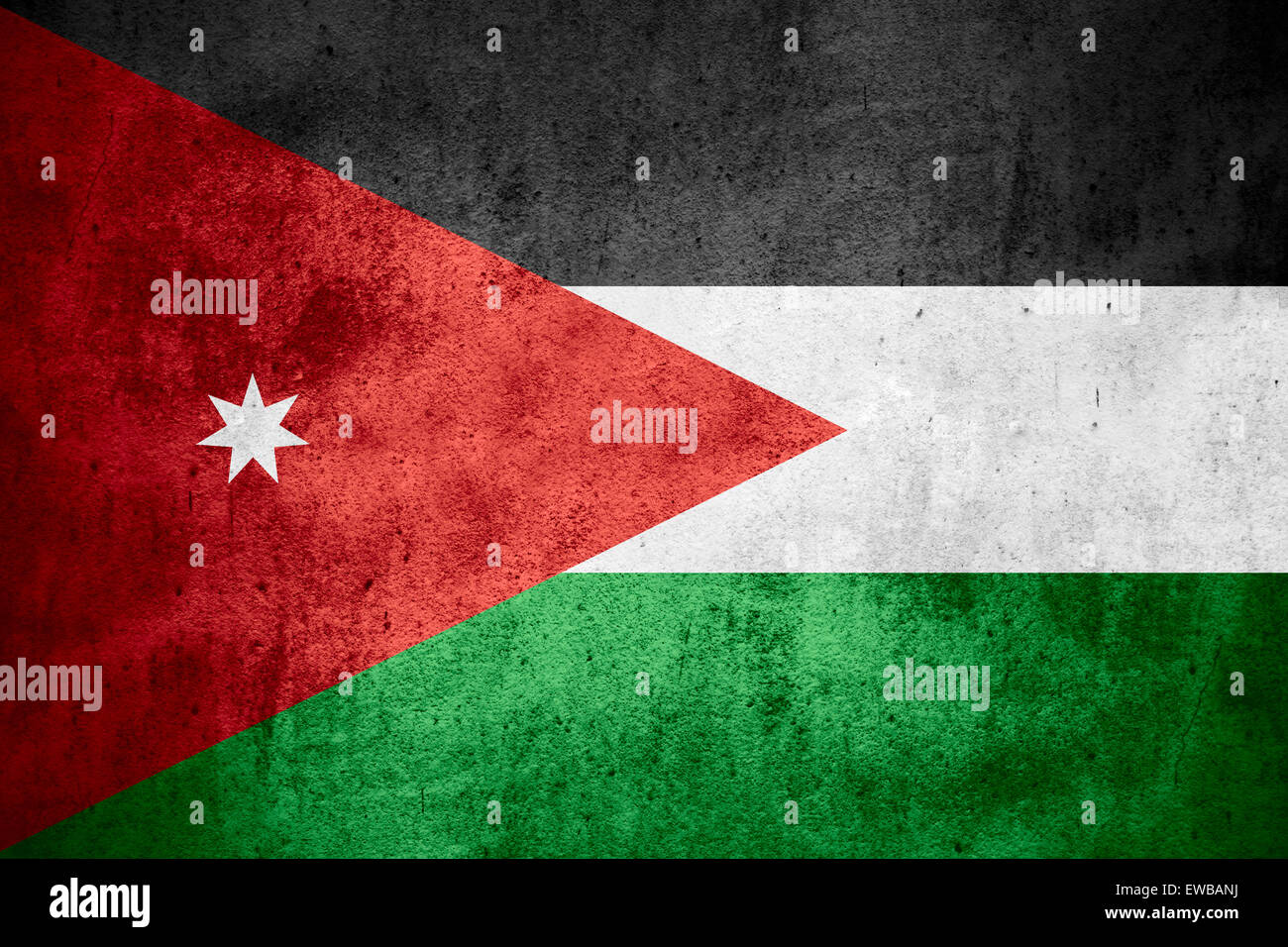 flag of Jordan or Jordanian banner on rough pattern texture background ...
