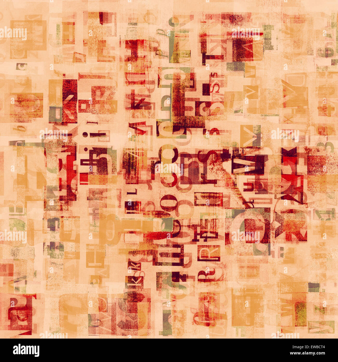 Colorful grunge newspaper, magazine collage letters background Stock ...