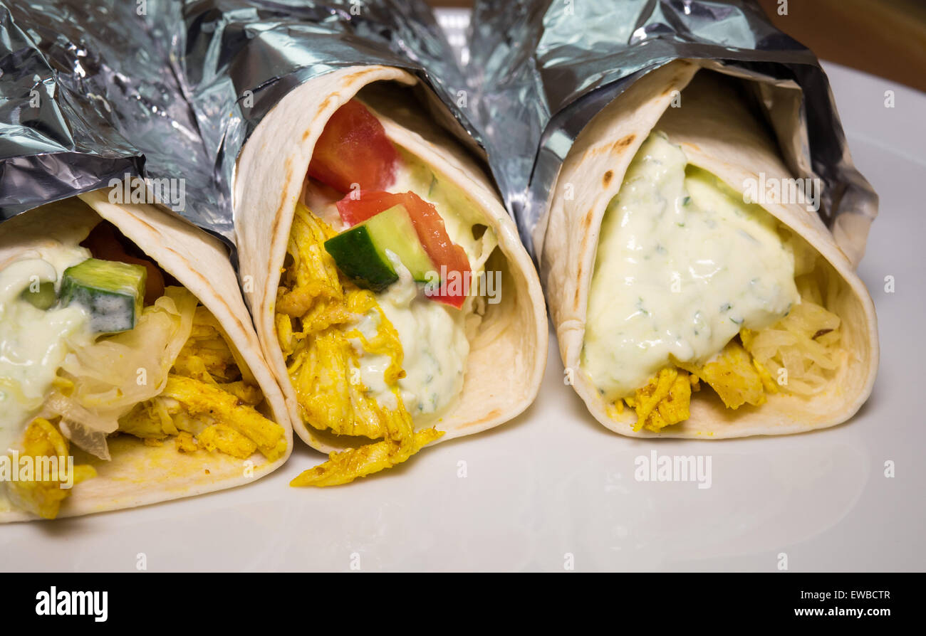 Kebab - grilled vegetables with chicken in curry sauce Stock Photo - Alamy