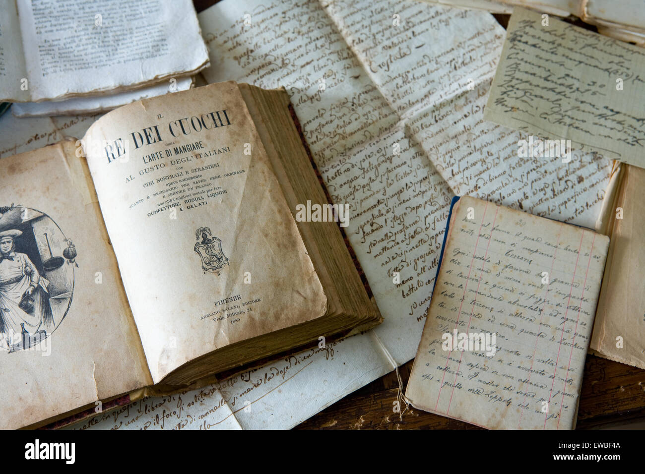 Very old Italian cook book with hand written recipes Stock Photo - Alamy