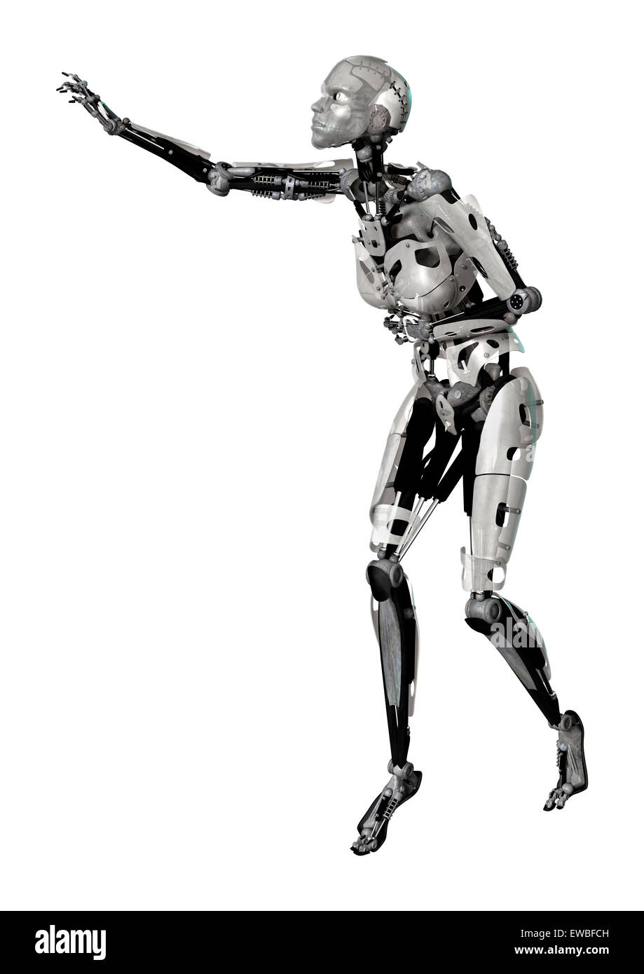 3D digital render of a female cyborg isolated on white background Stock ...