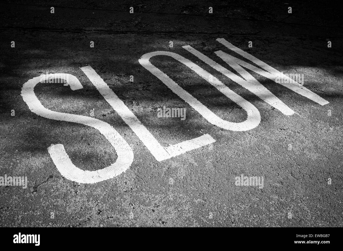 'Slow' road sign Stock Photo - Alamy