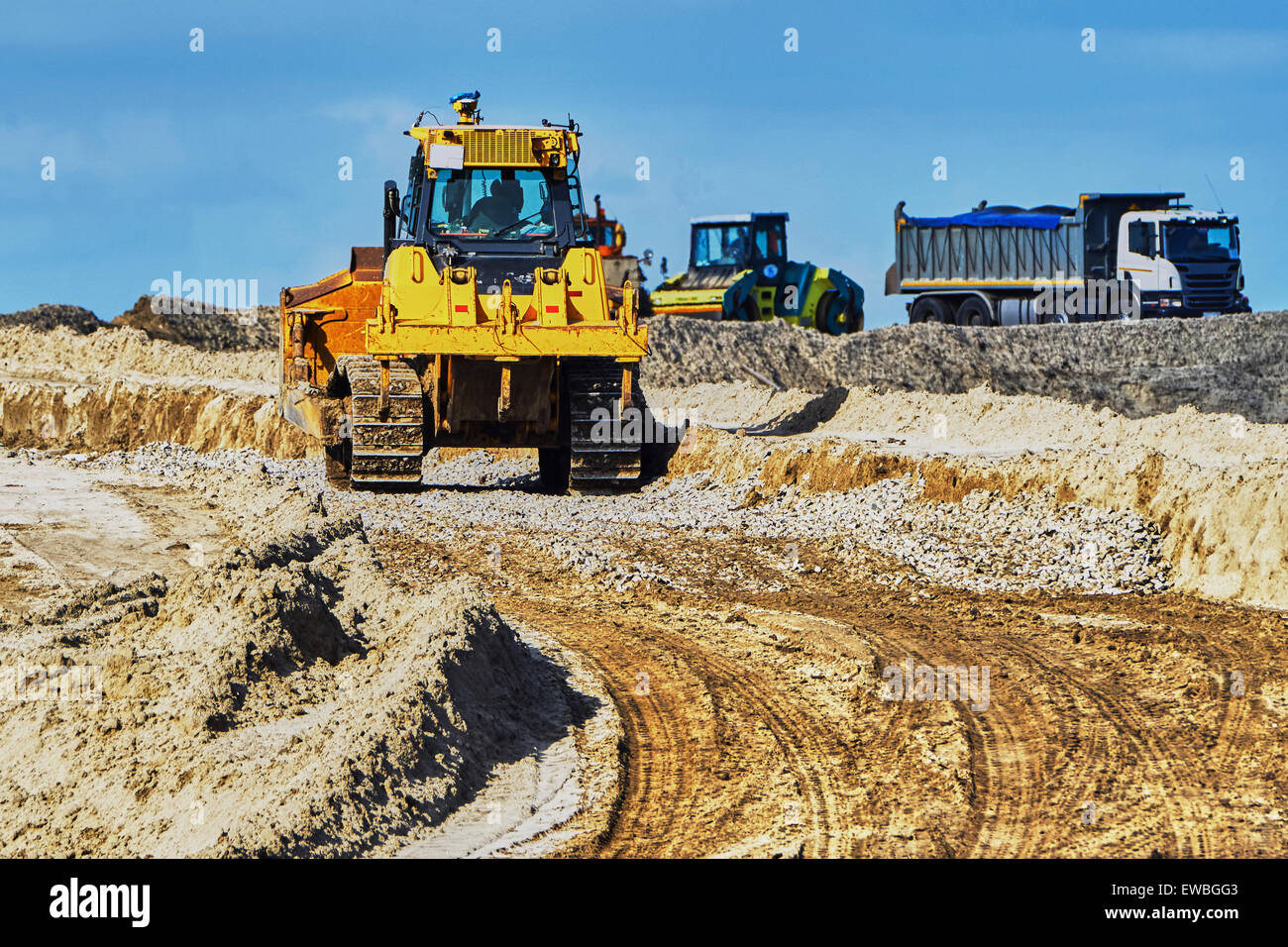 Road works on the construction of the bridge Stock Photo - Alamy