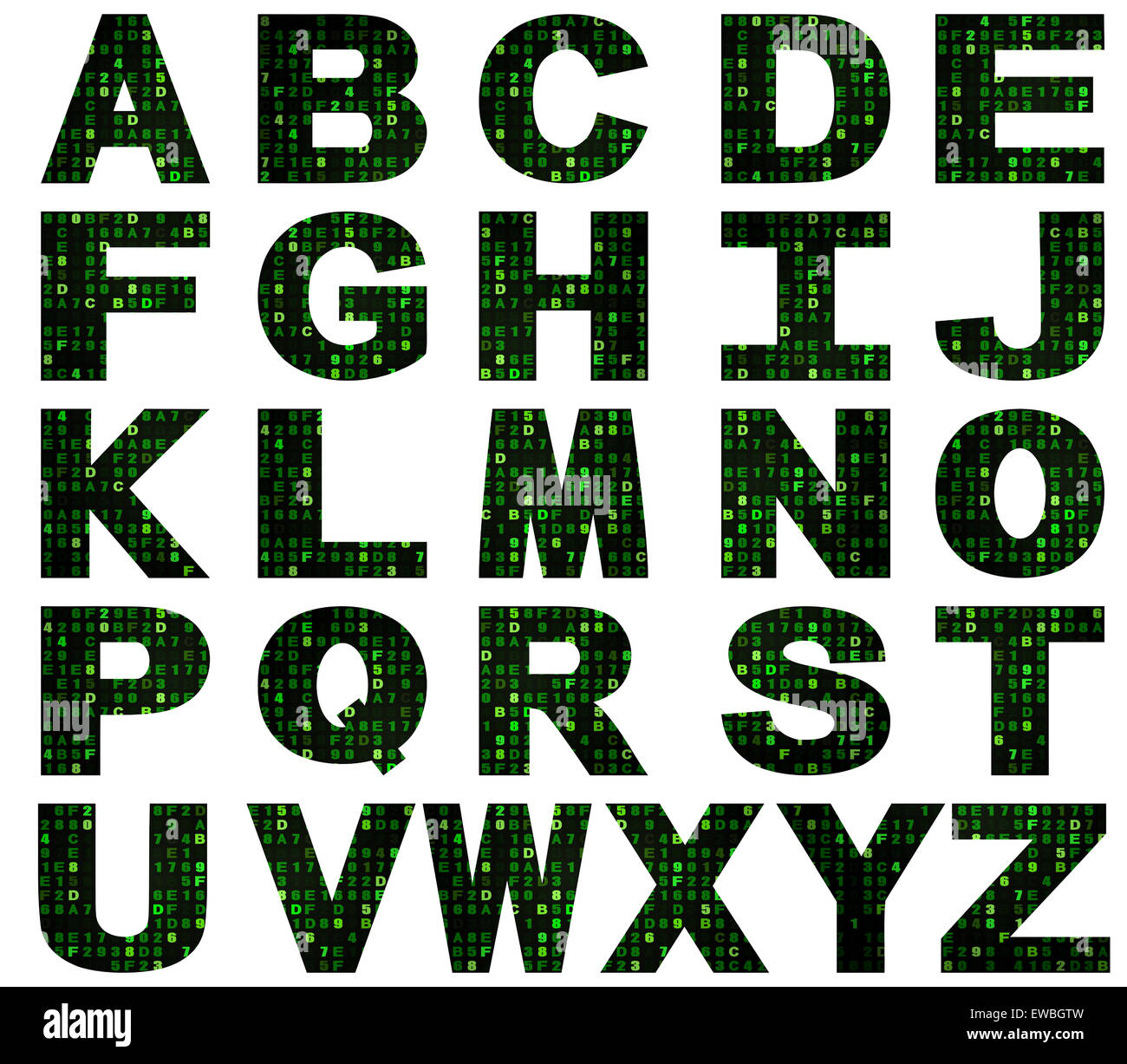 Hex code font isolated on white illustration Stock Photo - Alamy