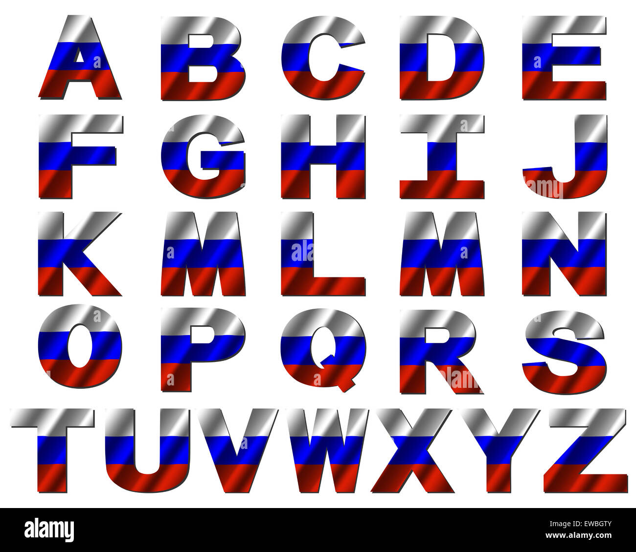 Russian Federation flag font isolated on white illustration Stock Photo ...
