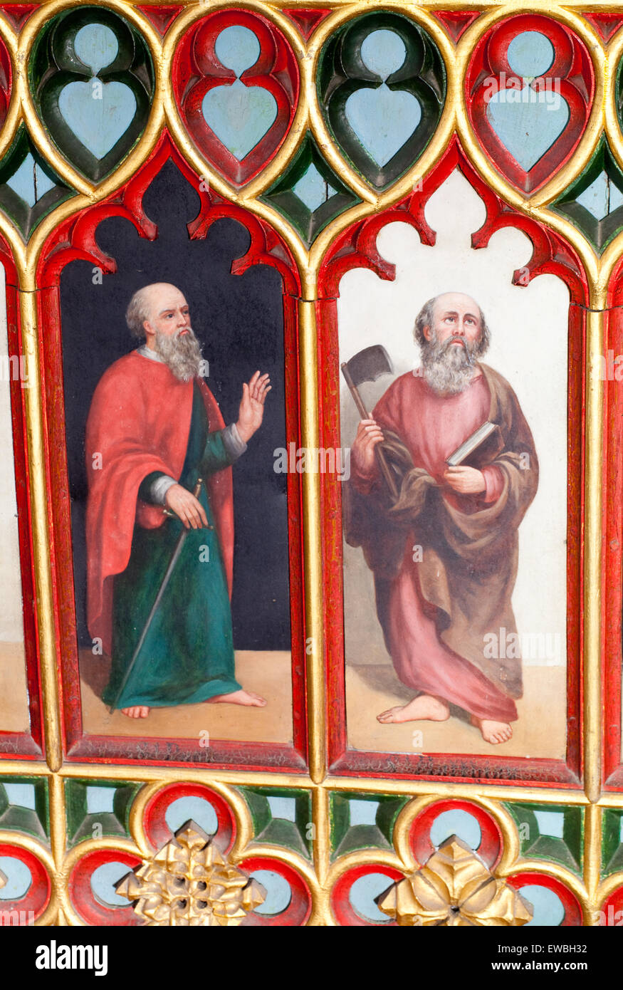 St Andrew, Harberton, Devon, detail of painted screen (Rood Screen ...