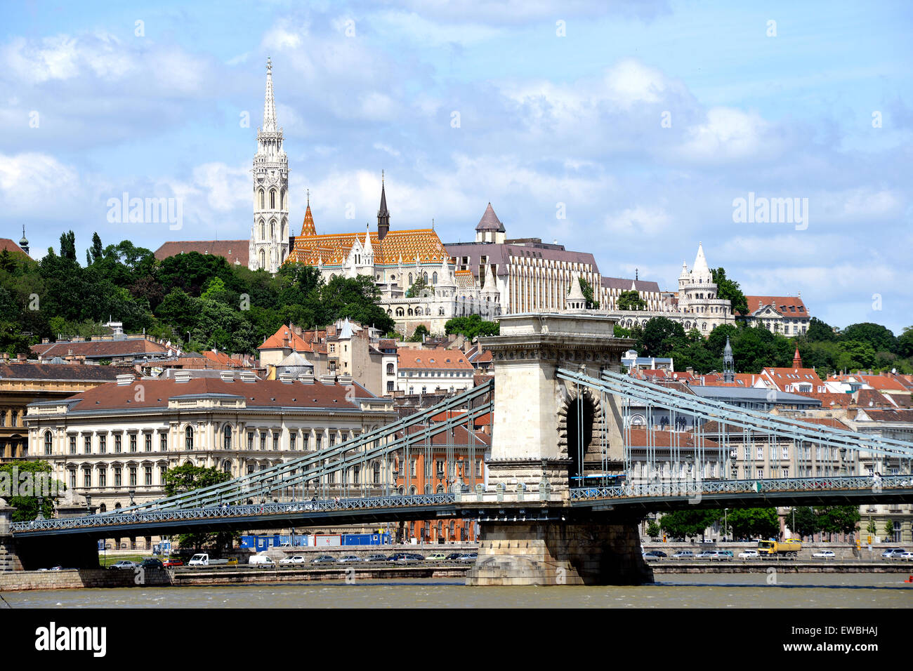 Chain bridge and Buda city Budapest Hungary Stock Photo - Alamy