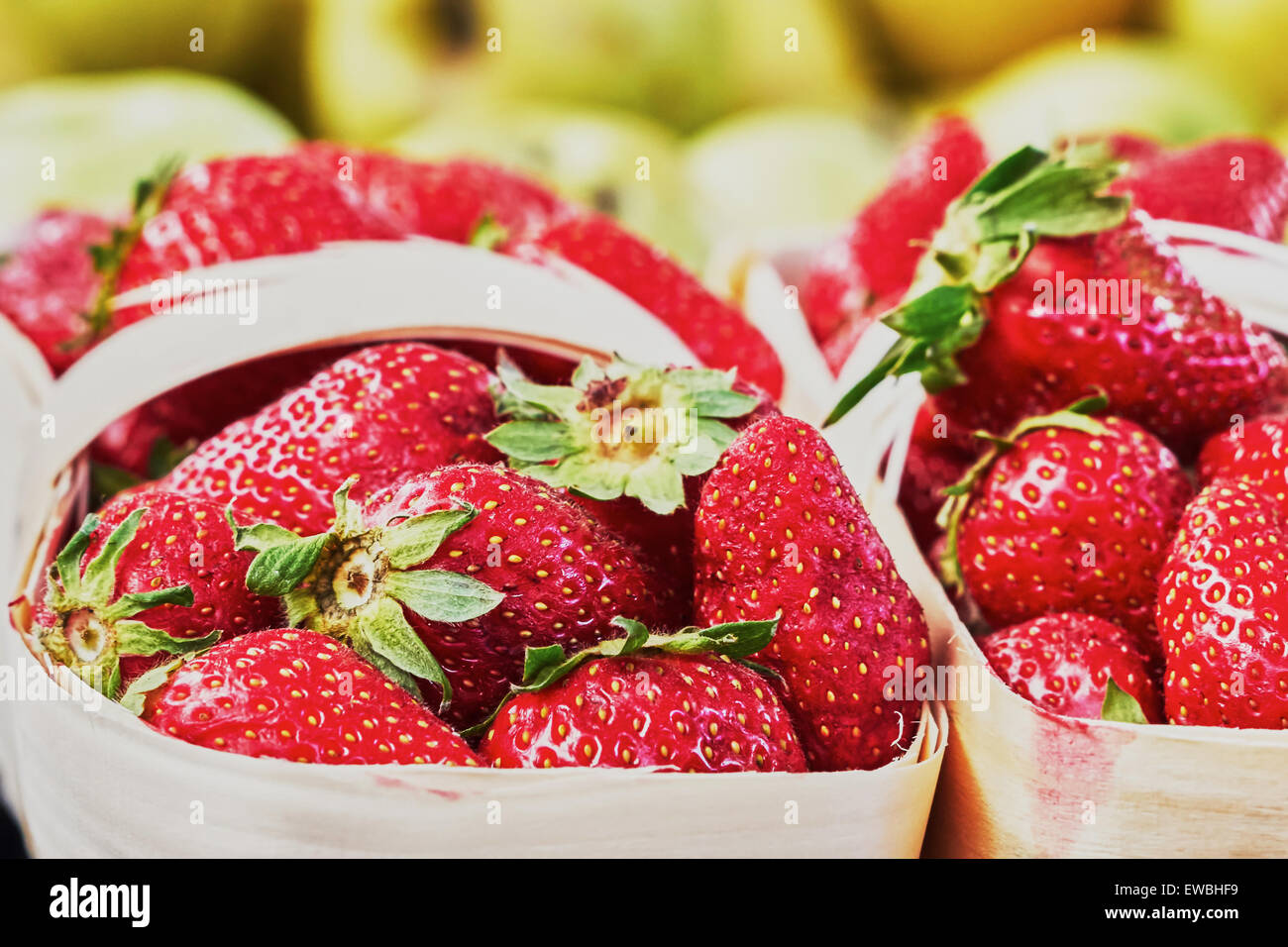 Strawberry in a basket on the market Stock Photo - Alamy