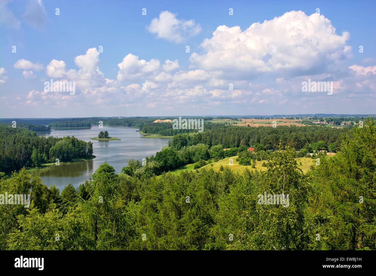 Top view of beautiful Masurian landscape, Jedzelewo lake, Mazury Stock ...