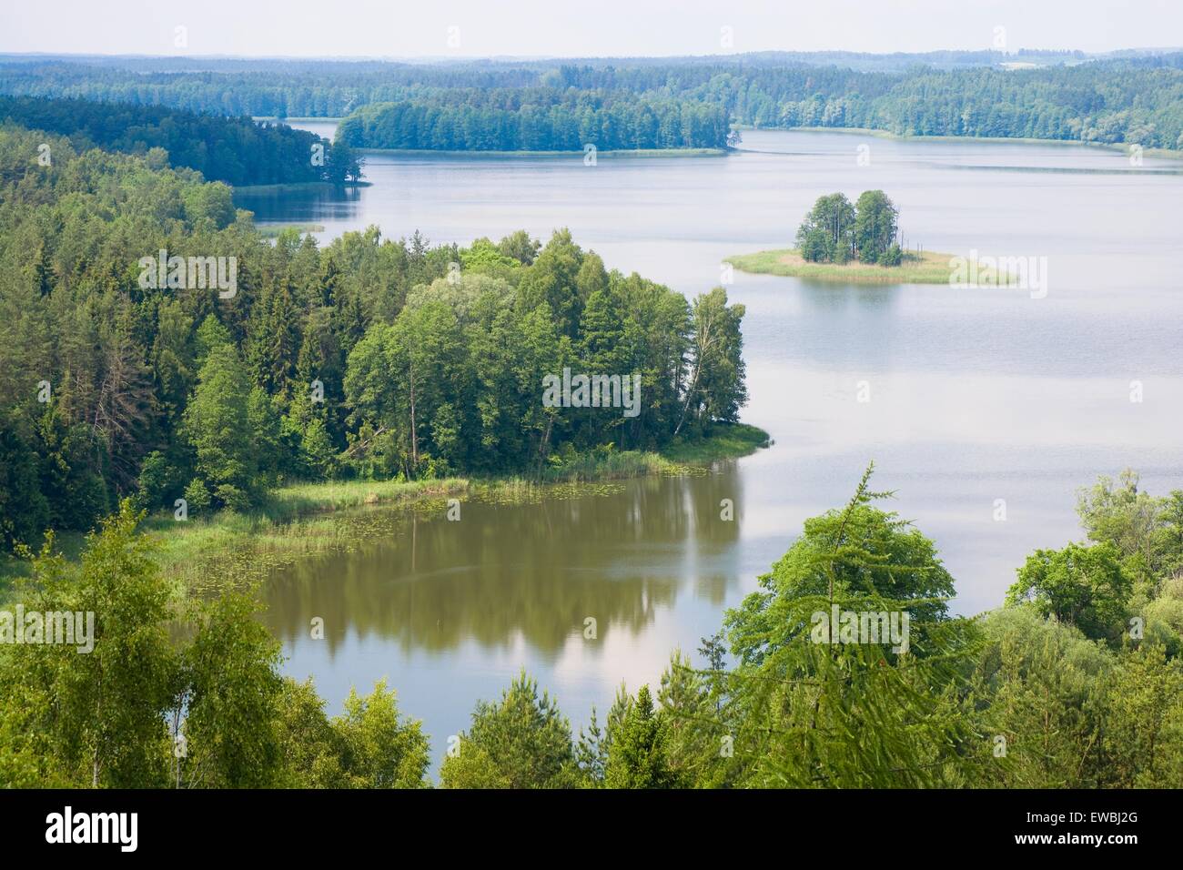 Top view of beautiful Masurian landscape, Jedzelewo lake, Mazury Stock ...