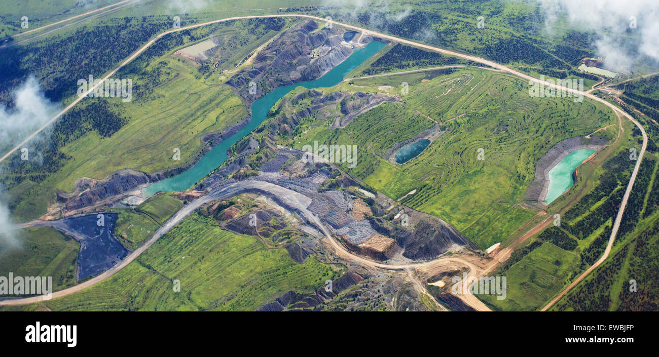 Aerial view of an open-cut mine in Queensland, Australia Stock Photo ...