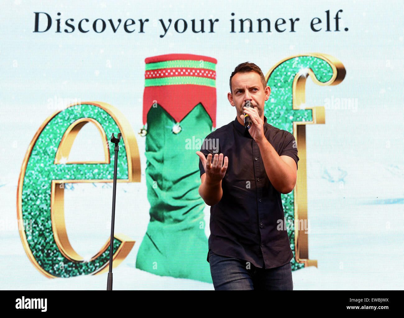 London, UK. 20th June, 2015. Ben Forster with the cast of Elf at West ...