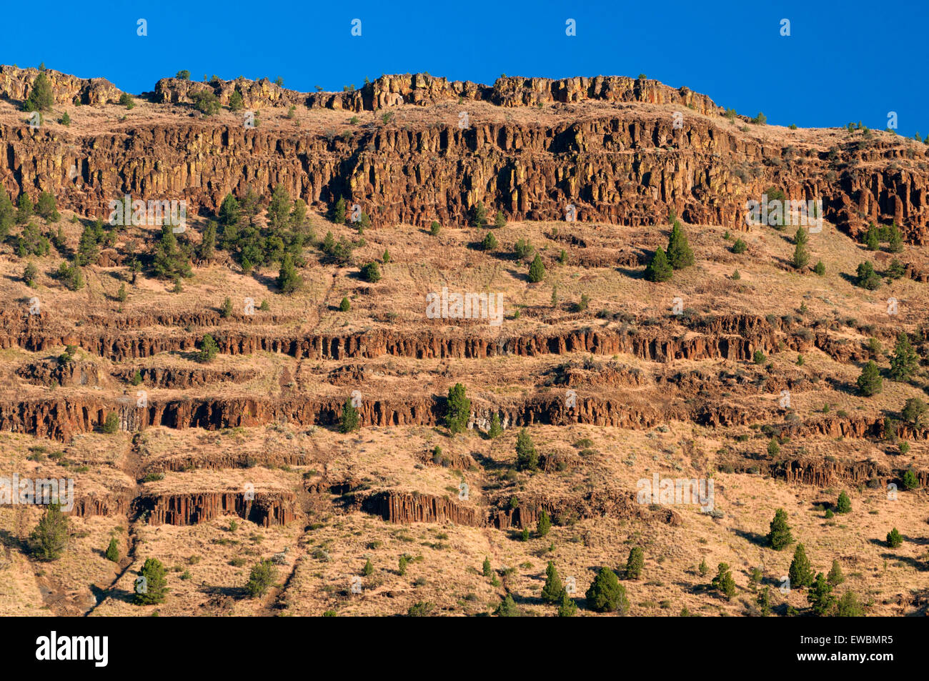 Basalt cliffs near Spray, John Day River State Scenic Waterway ...
