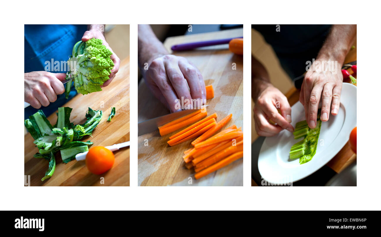 Chef cutting raw vegetable in a kitchen Stock Photo - Alamy