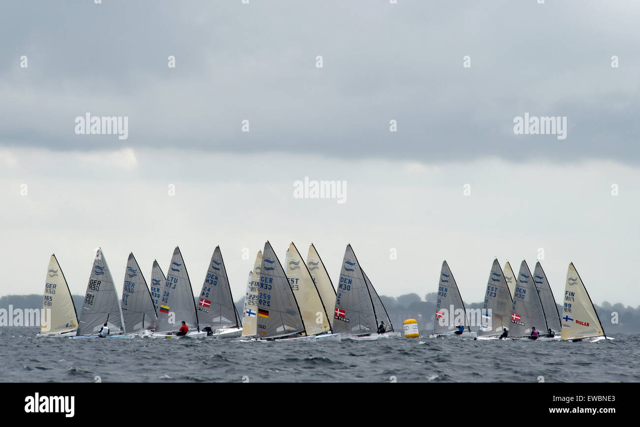 Kiel, Germany. 22nd June, 2015. Boats of the Finn class are pictured ...
