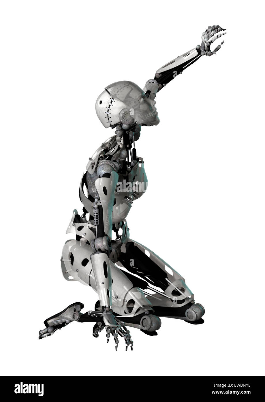 3D digital render of a female cyborg isolated on white background Stock ...