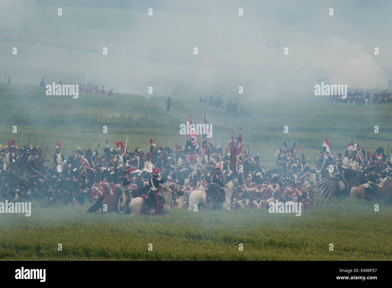 Spectacular reenactment of the Battle of Waterloo on the original ...