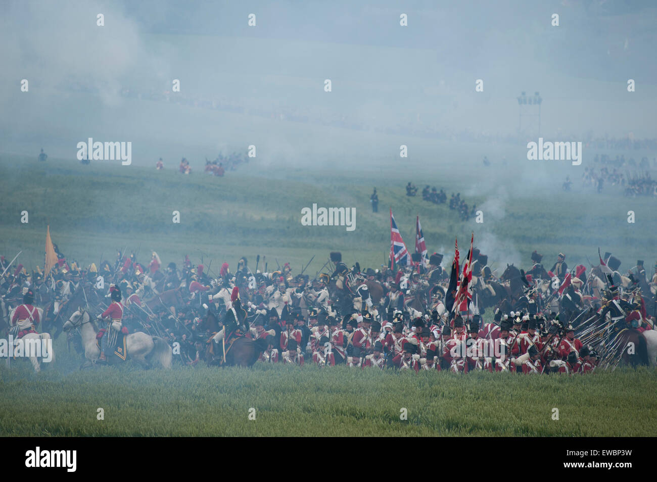 Spectacular reenactment of the Battle of Waterloo on the original ...